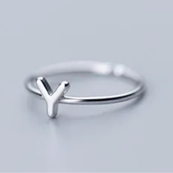 Jewelry | 925 Sterling Silver Adjustable Stackable Initial Ring Os Y | Poshmark
